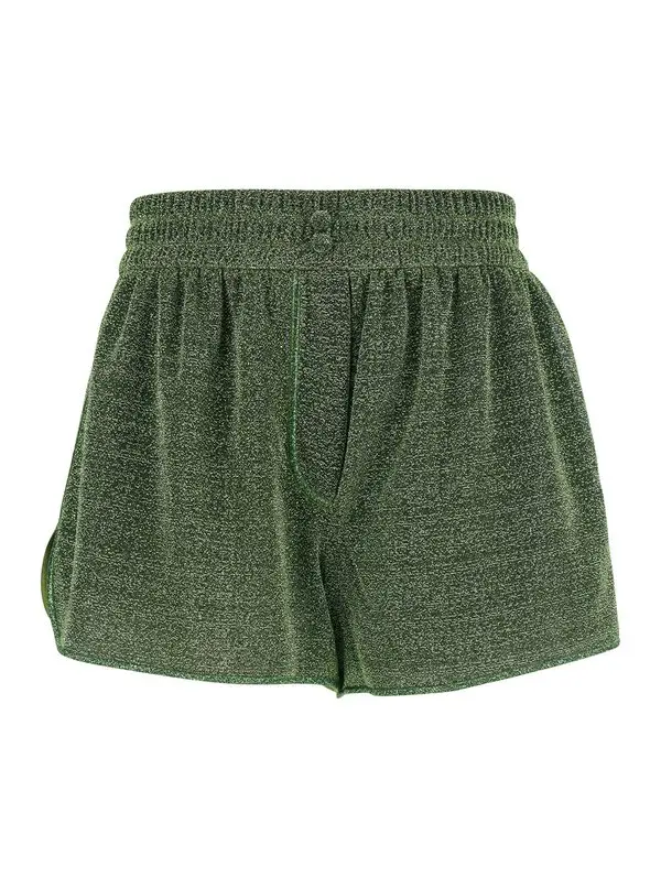 Oseree Sparkling Tech Fabric Shorts With Elasticated Waist - Green