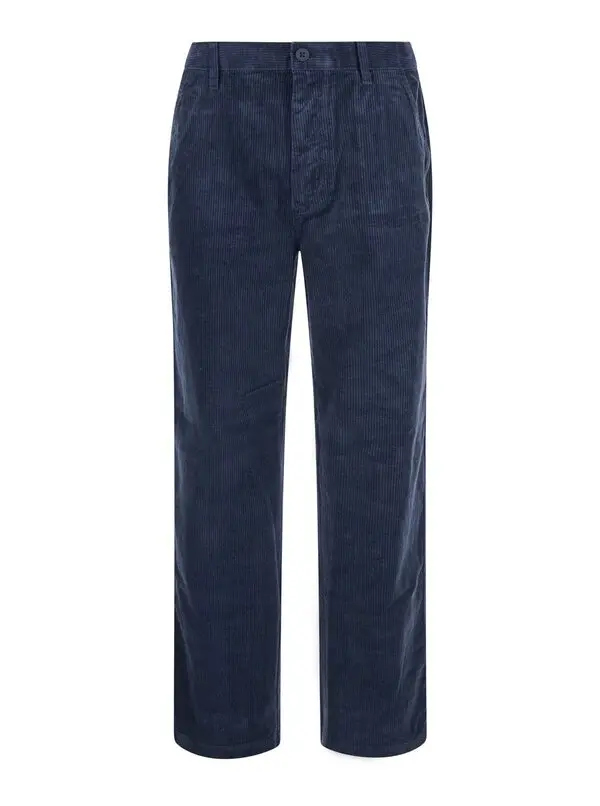 Calvin Klein Velvet Pants With Pockets And Straight Hems - Blu