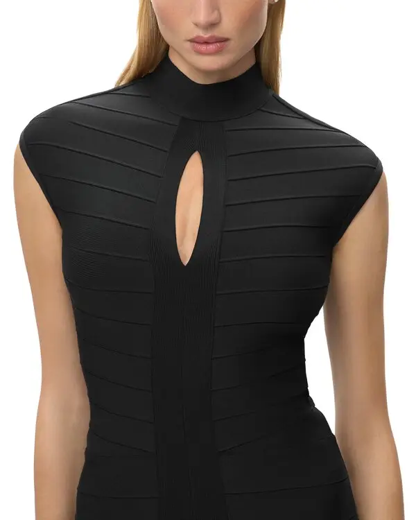 Herve Leger La Femme High Neck Mini Dress