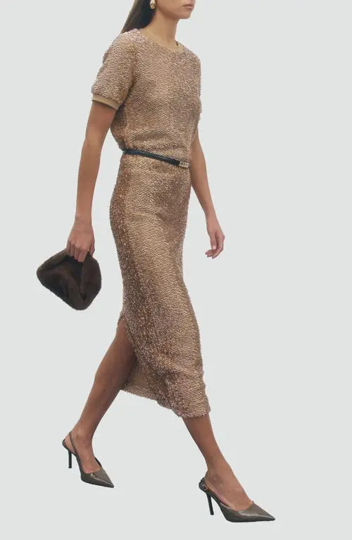 MAUDE CLUB Patricia Beaded Midi Skirt