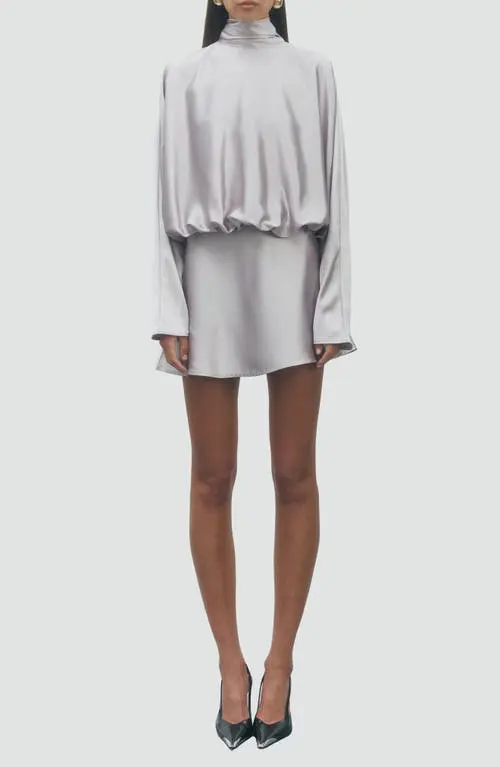 MAUDE CLUB Bellucci Mock Neck Minidress - Silver