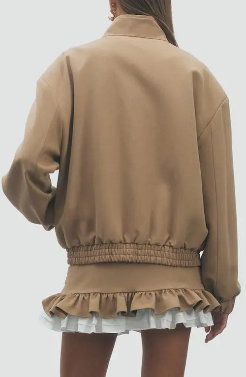 MAUDE CLUB Dahlia Pintuck Bomber Jacket