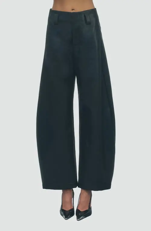 MAUDE CLUB Jagger Faux Leather Wide Leg Pants - Black