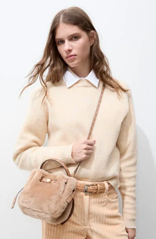 Tory Burch Romy Shearling Mini Bucket Bag