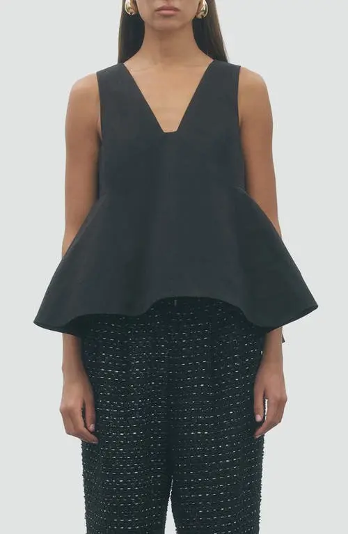 MAUDE CLUB Tory Peplum Cotton Top - Black
