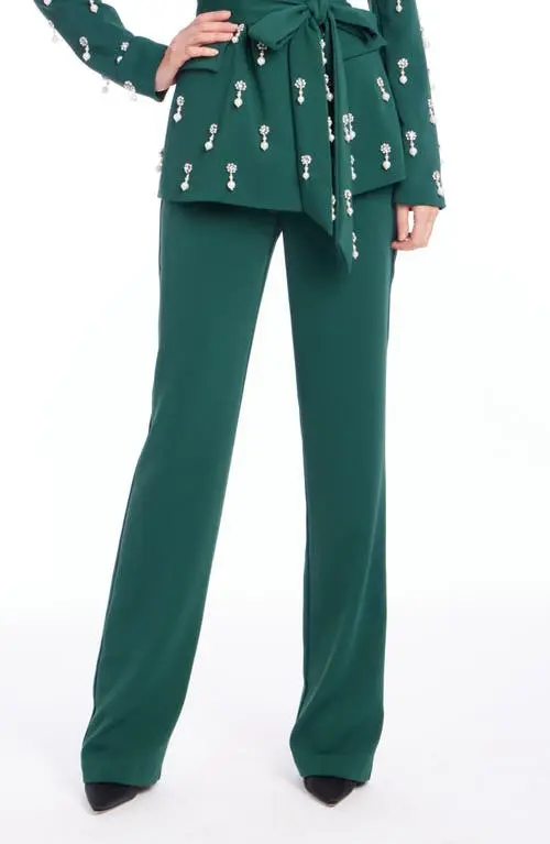 Badgley Mischka Crepe Straight Leg Pants - Pine