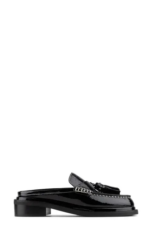 DONALD PLINER Bambie Leather Tassel Loafer Mule - Black