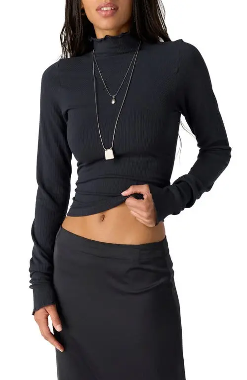 Free People Intimately Fp So Soft Ribbed Mock Neck Tee - Black