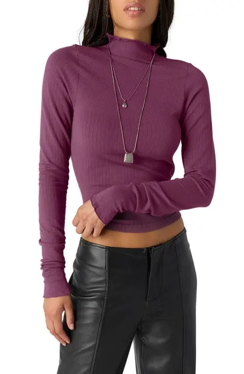 Free People Intimately Fp So Soft Ribbed Mock Neck Tee - Fig