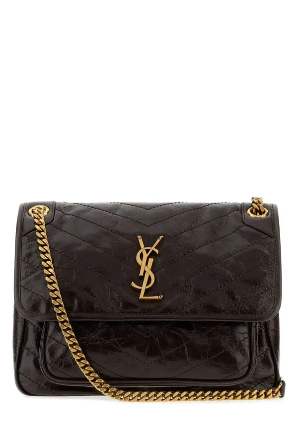 Saint Laurent Dark Leather Medium Niki Shoulder Bag - Brown