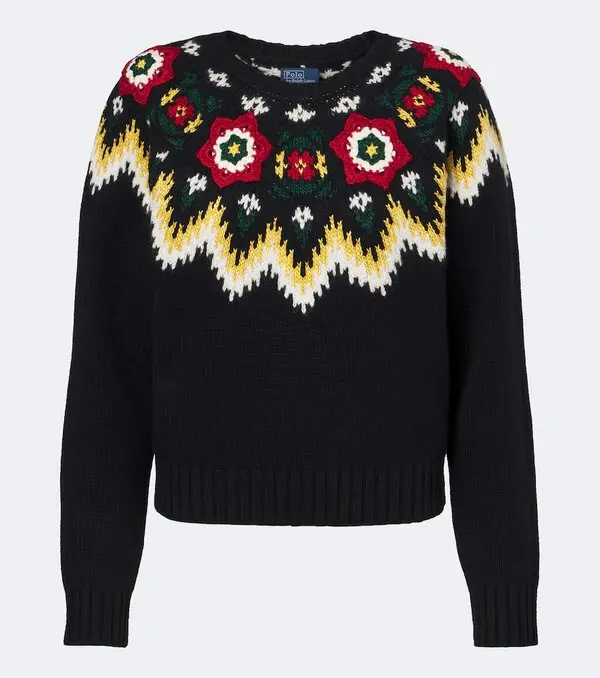 Polo Ralph Lauren Crochet Wool And Cotton Sweater - Multicoloured