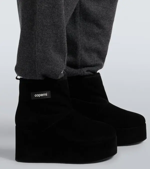 Coperni Shearling-lined Suede Wedge Boots - Black