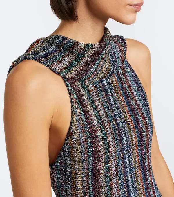 Missoni Sequined Striped Knitted Lamé Maxi Dress