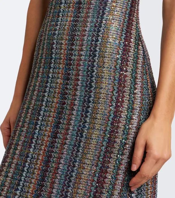 Missoni Sequined Striped Knitted Lamé Maxi Dress