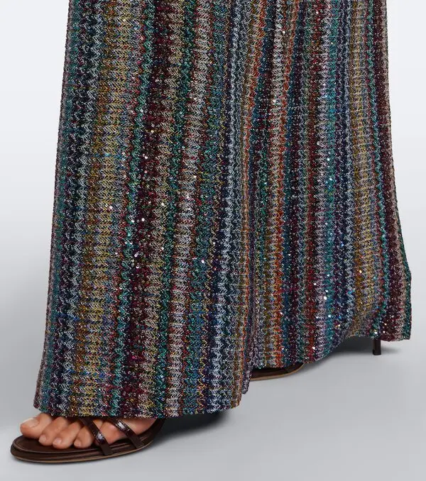 Missoni Sequined Striped Knitted Lamé Maxi Dress