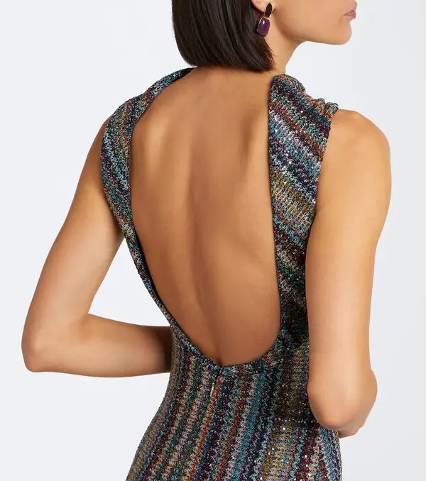 Missoni Sequined Striped Knitted Lamé Maxi Dress