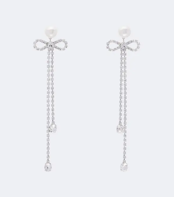 Magda Butrym Embellished Faux Pearl Drop Earrings - Silver