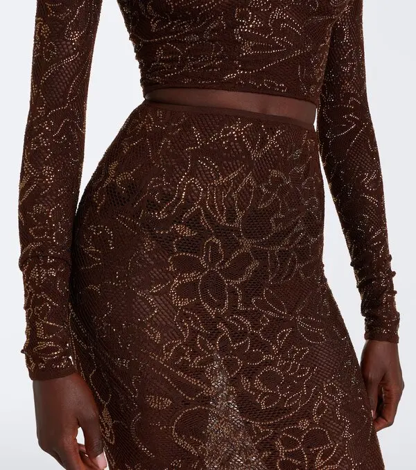 Gucci Cropped Silk-blend Lace Turtleneck Top