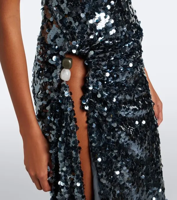 Christopher Esber Opaline Sequined Gown - Silver