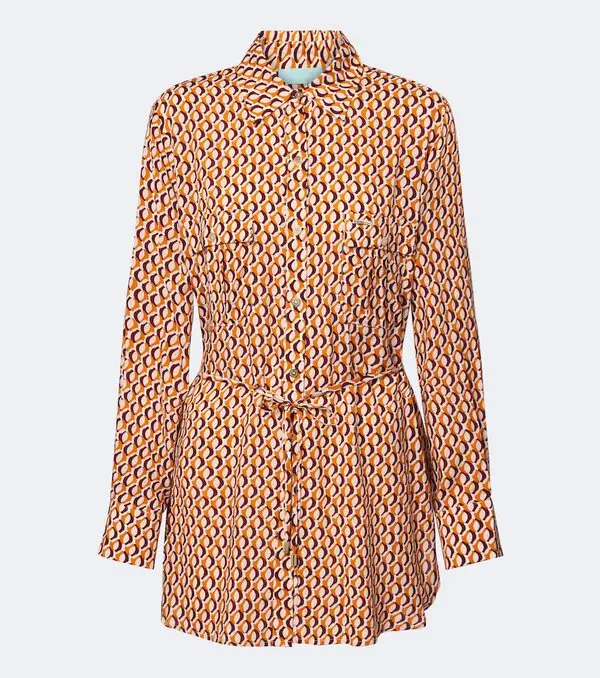 Melissa Odabash Ariel Belted Printed Shirt
