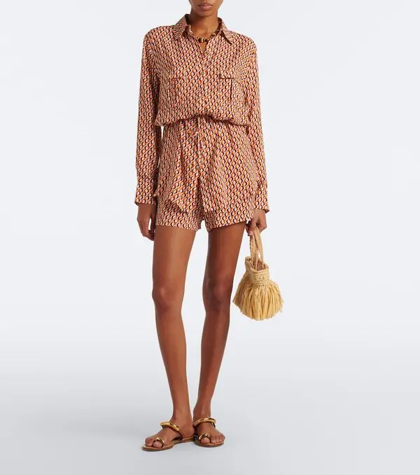 Melissa Odabash Ariel Belted Printed Shirt