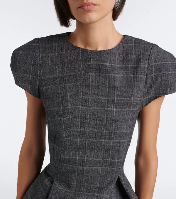 Magda Butrym Checked Draped Virgin Wool Top