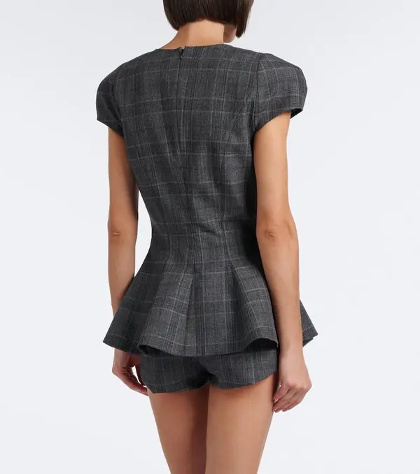 Magda Butrym Checked Draped Virgin Wool Top