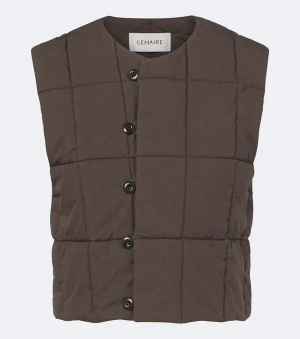 LEMAIRE Padded Quilted Cotton-blend Vest - Brown