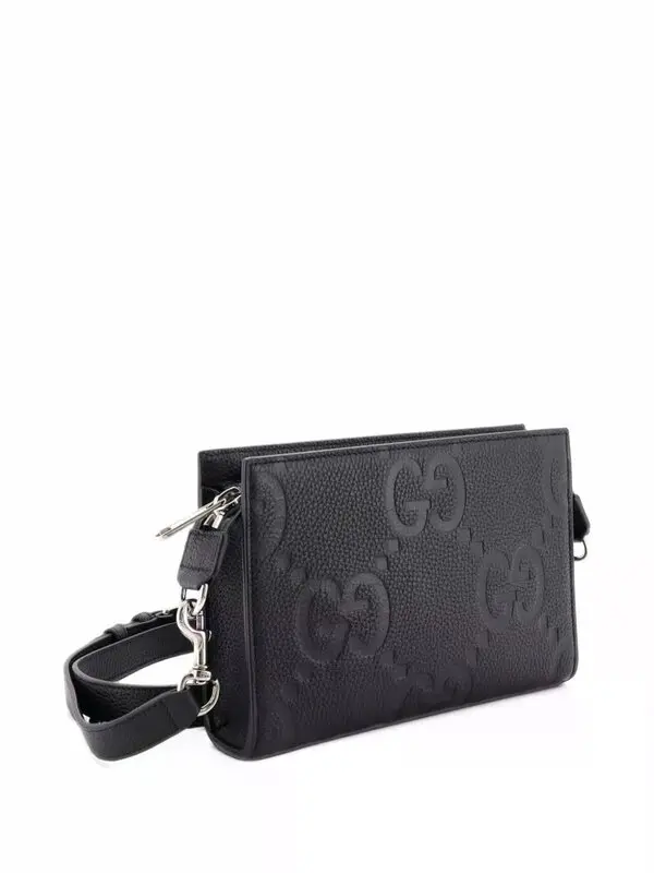 Gucci Zip Crossbody Bag Jumbo Gg Embossed Leather Shoulder Bag