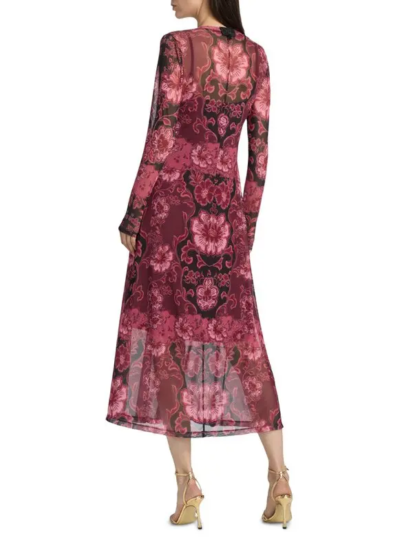 Johnny Was Mesh V-neck Maxi Dress