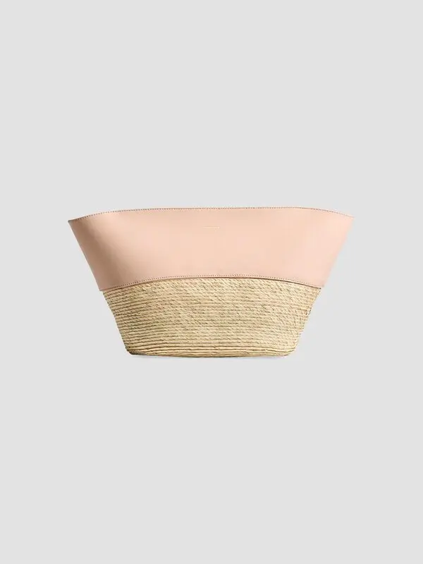 Altuzarra Basket Woven Palm & Leather Clutch - Pale Blush