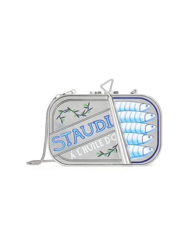 Staud Ines Graphic Tin Clutch - Silver Multi
