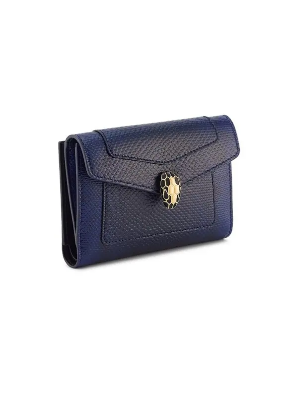 BVLGARI Serpenti Forever Embossed Leather Pochette - Lapis