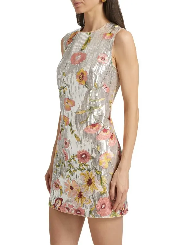 MILLY Ivette Floral Sequined Minidress