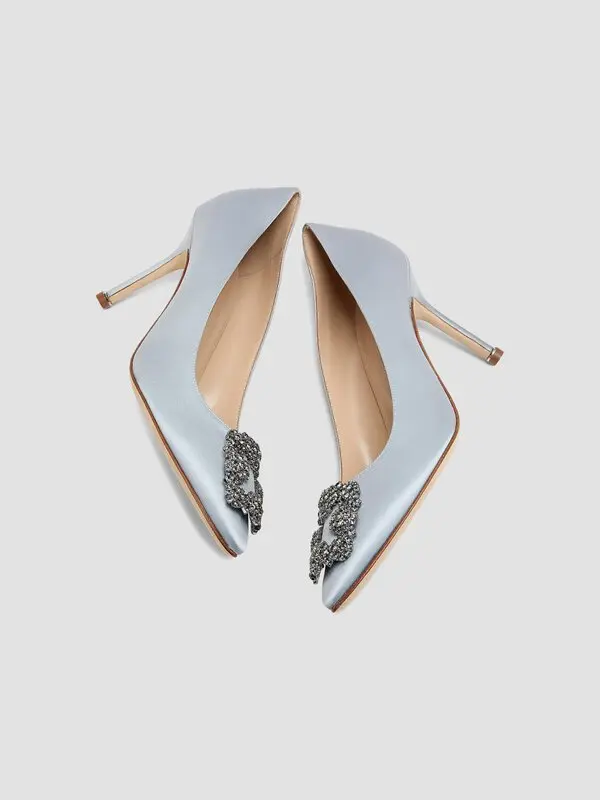 Manolo Blahnik Hangisi 90mm Embellished Satin Pumps