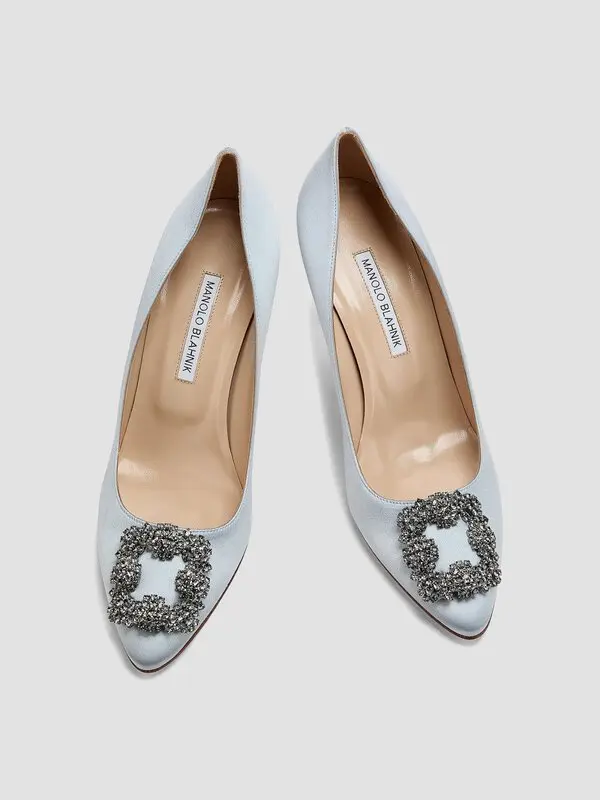 Manolo Blahnik Hangisi 90mm Embellished Satin Pumps