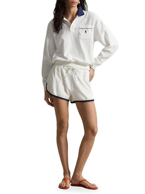 Polo Ralph Lauren Logo Cotton-blend Terry Long-sleeve Polo Shirt