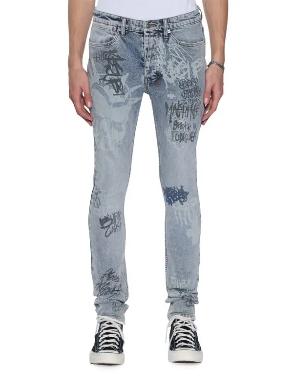 Ksubi Van Winkle Rogue Graffiti Skinny Jeans - Denim