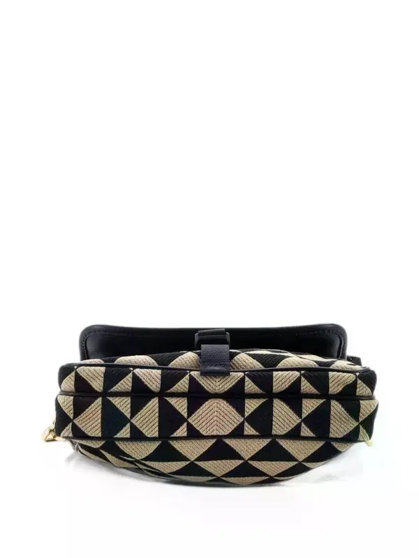 Prada Symbole Front Pocket Zip Messenger Jacquard Small Crossbody Bag