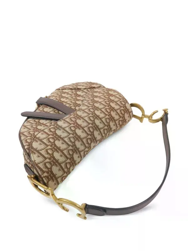 Dior Medium Saddle Oblique Canvas Shoulder Bag - Neutrals