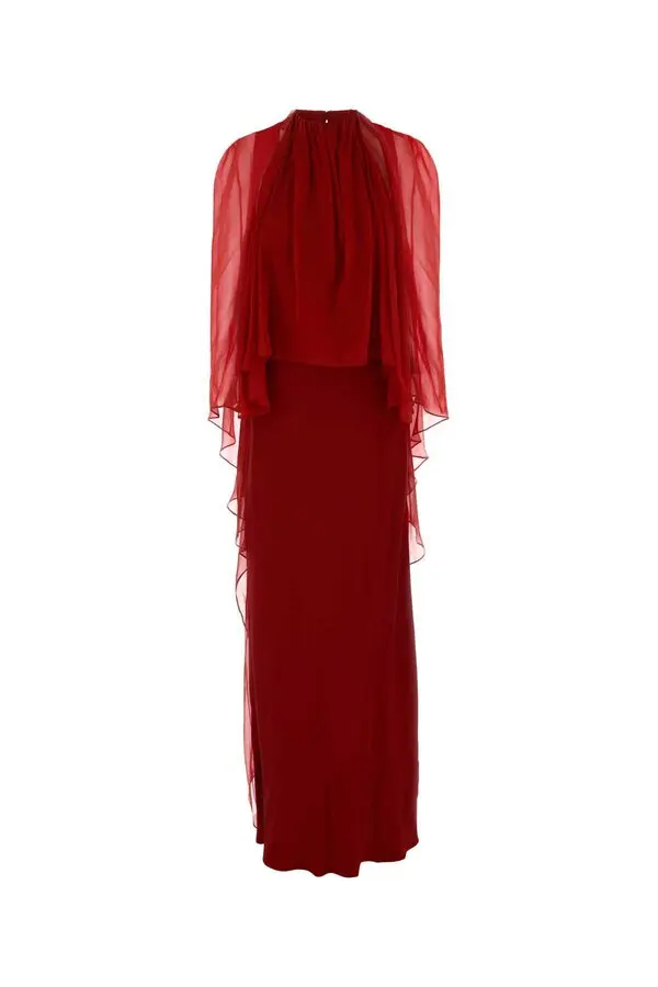 Alberta Ferretti Crepe Long Dress - Red