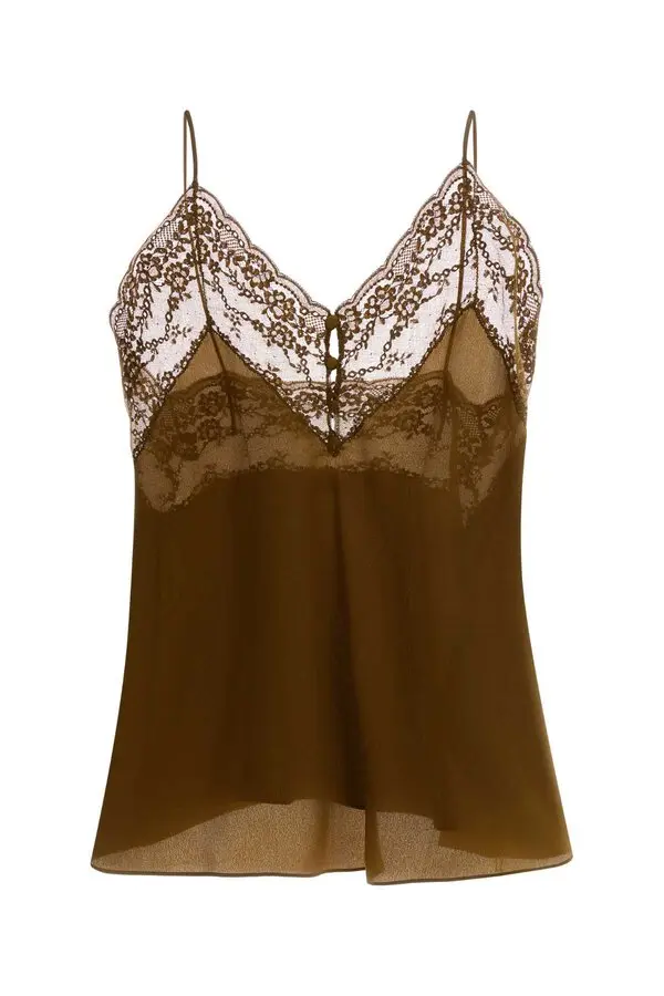 Saint Laurent Silk Tank Top - Brown