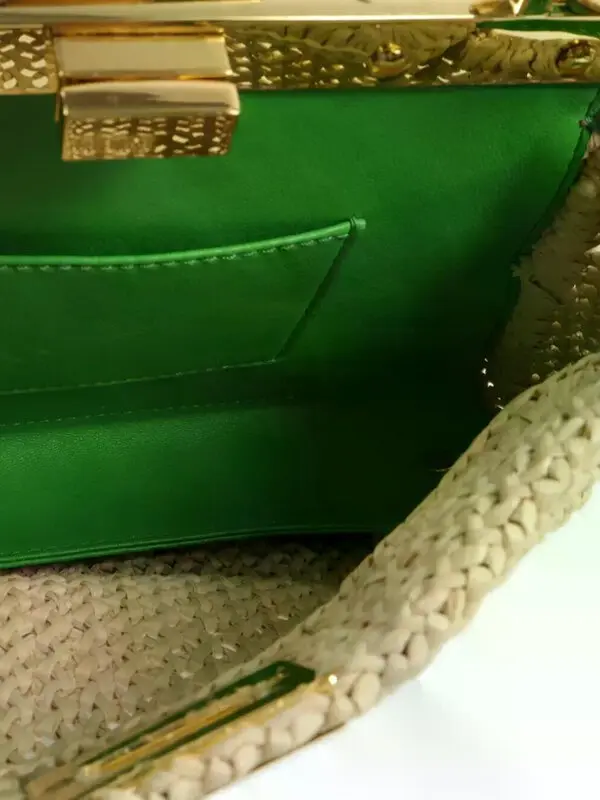 Fendi Mini Peekaboo Raffia Shoulder Bag