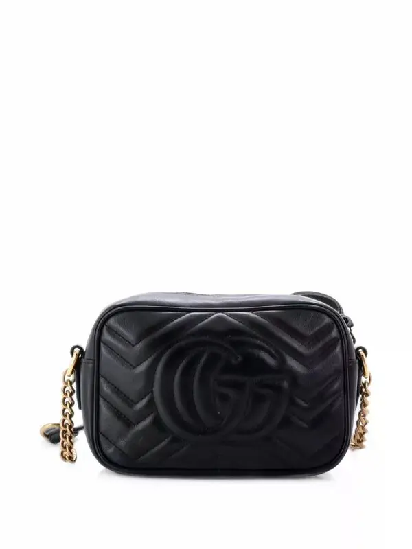 Gucci Gg Marmont Shoulder Bag Matelasse Leather Mini Crossbody Bag - Black