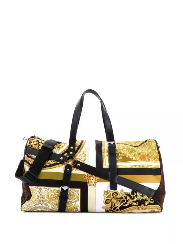 Versace Bondage Duffle Bag Barocco Print Nylon Large Travel Bag - Multicolour