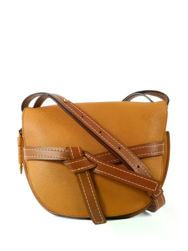 Loewe Small Gate Leather Shoulder Bag - Brown