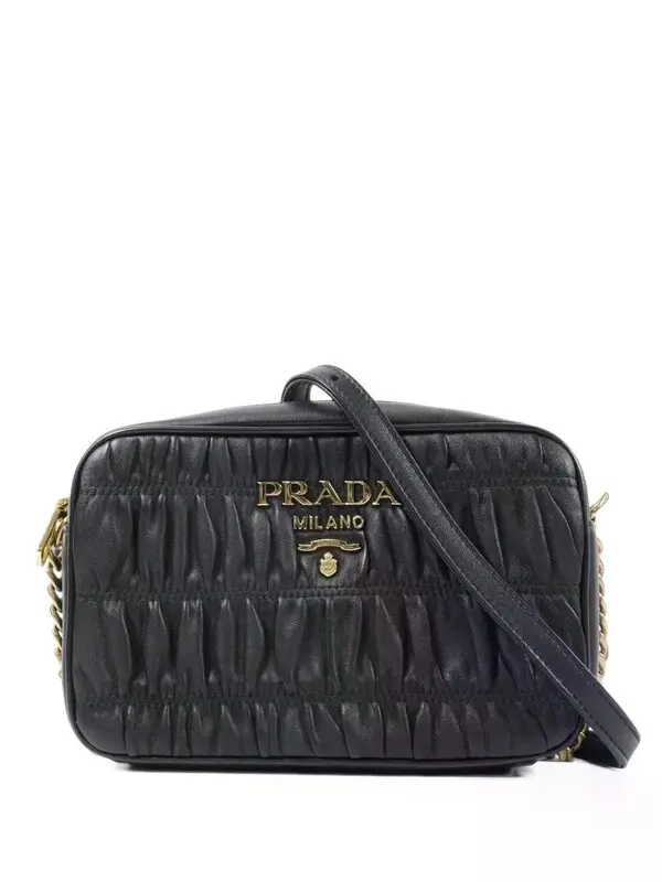 Prada Ruched-leather Chain-link Mini Bag - Black