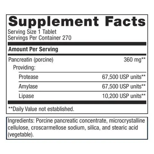 METAGENICS Spectrazyme Pancreatic Digestive Enzyme Complex Tablets 270 Tablets