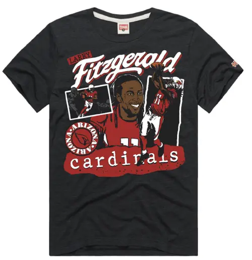 HOMAGE Larry Fitzgerald Arizona Cardinals Classic Illustration Tri-blend T-shirt - Charcoal