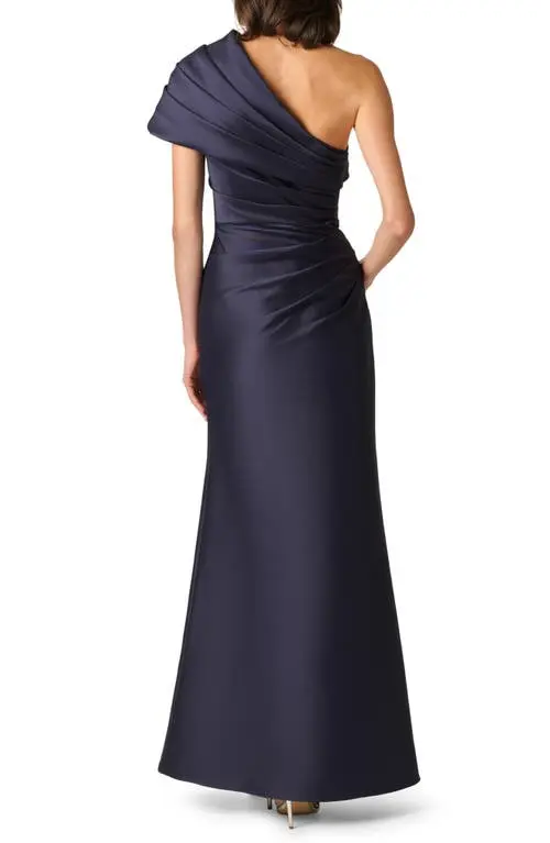 Aidan Mattox One-shoulder Stretch Mikado Mermaid Gown